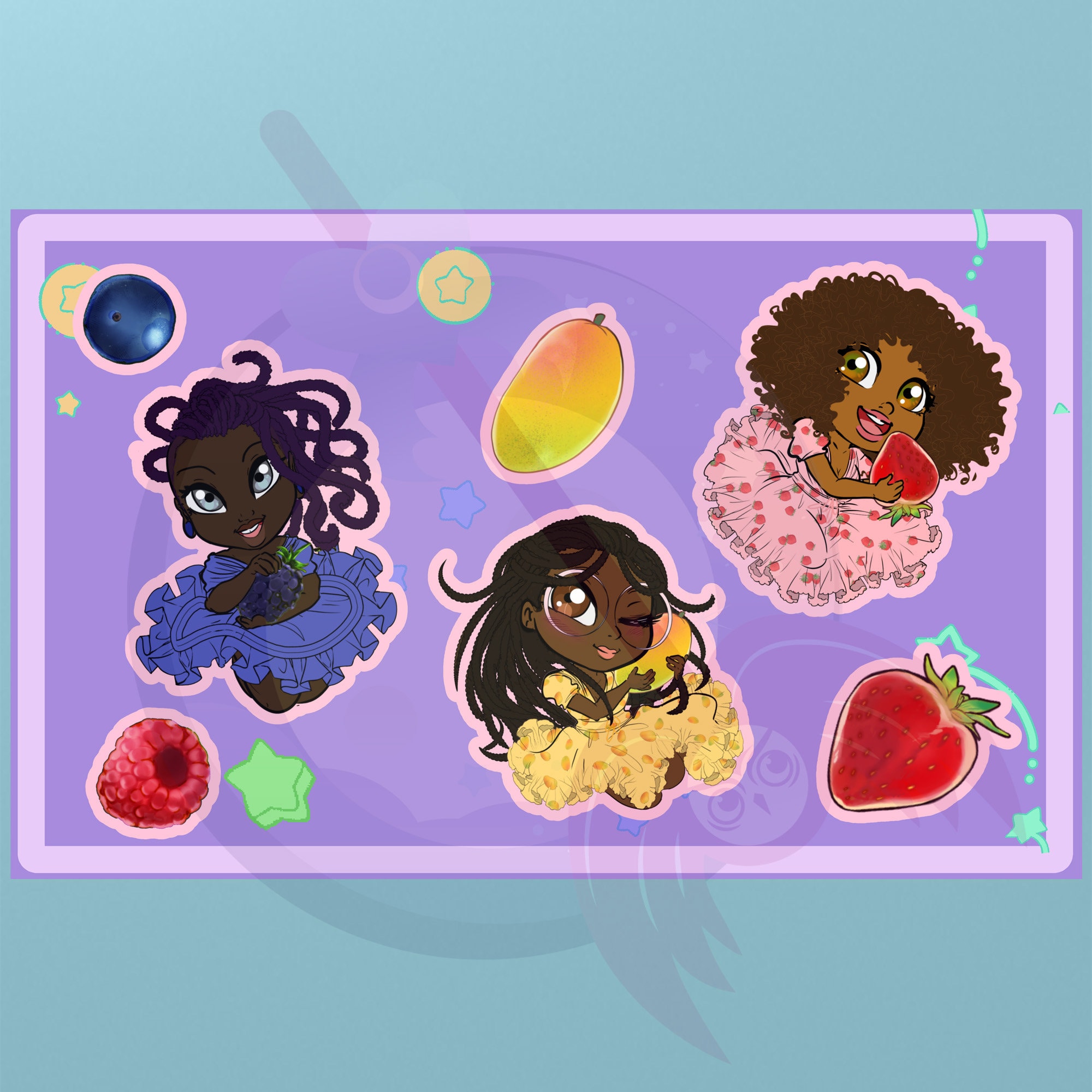 Fruit Gals Vinyl Sticker Sheet \ Kawaii Black Girls Laptop Decals - Etsy
