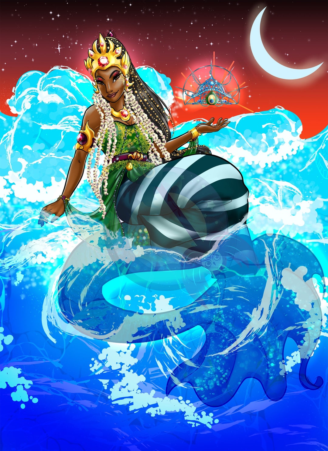 Nyai Roro Kidul Mermaid Print: Indonesian Mythology Wall Art - Etsy