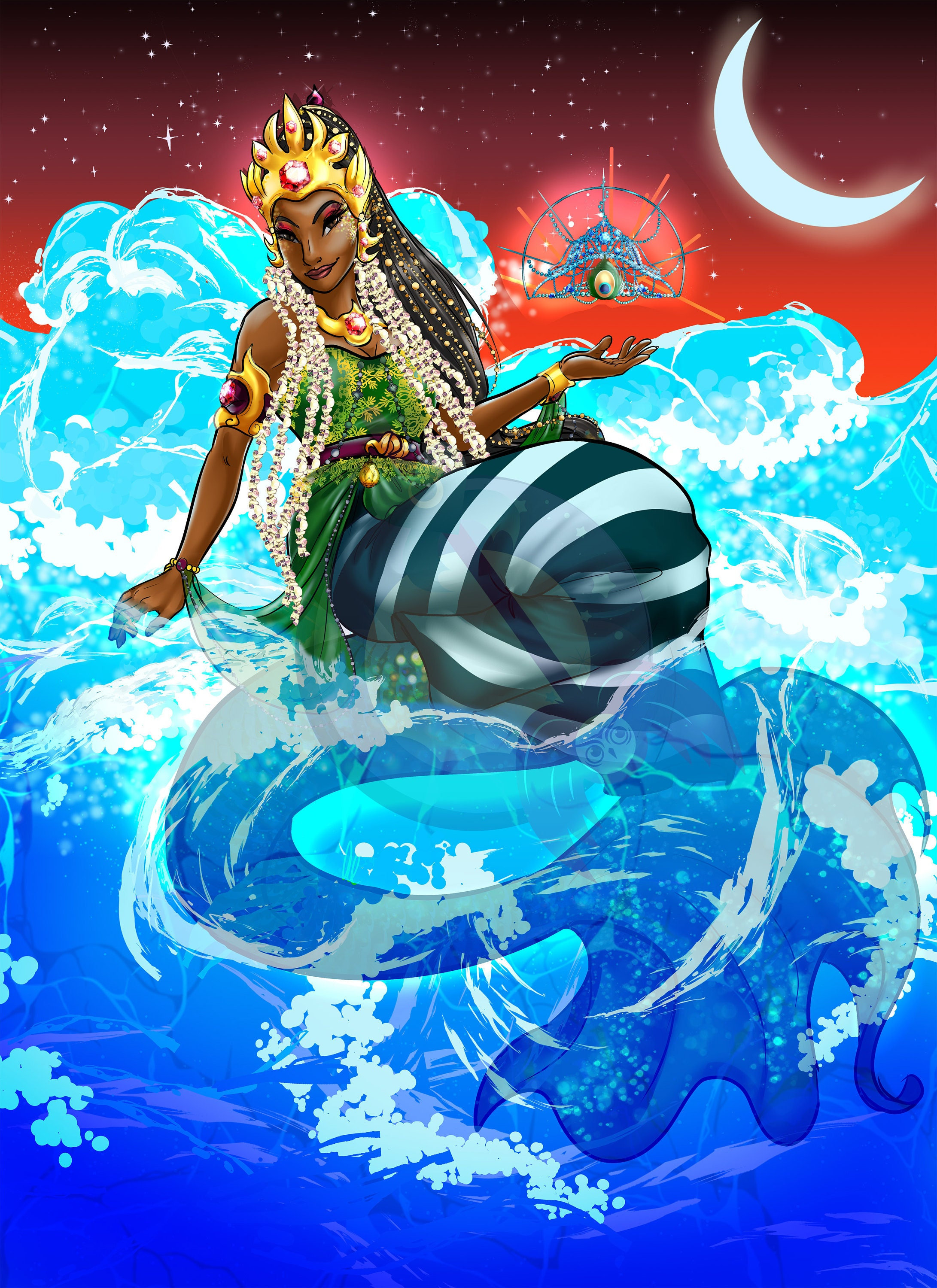 Nyai Roro Kidul Mermaid Print: Indonesian Mythology Wall Art - Etsy