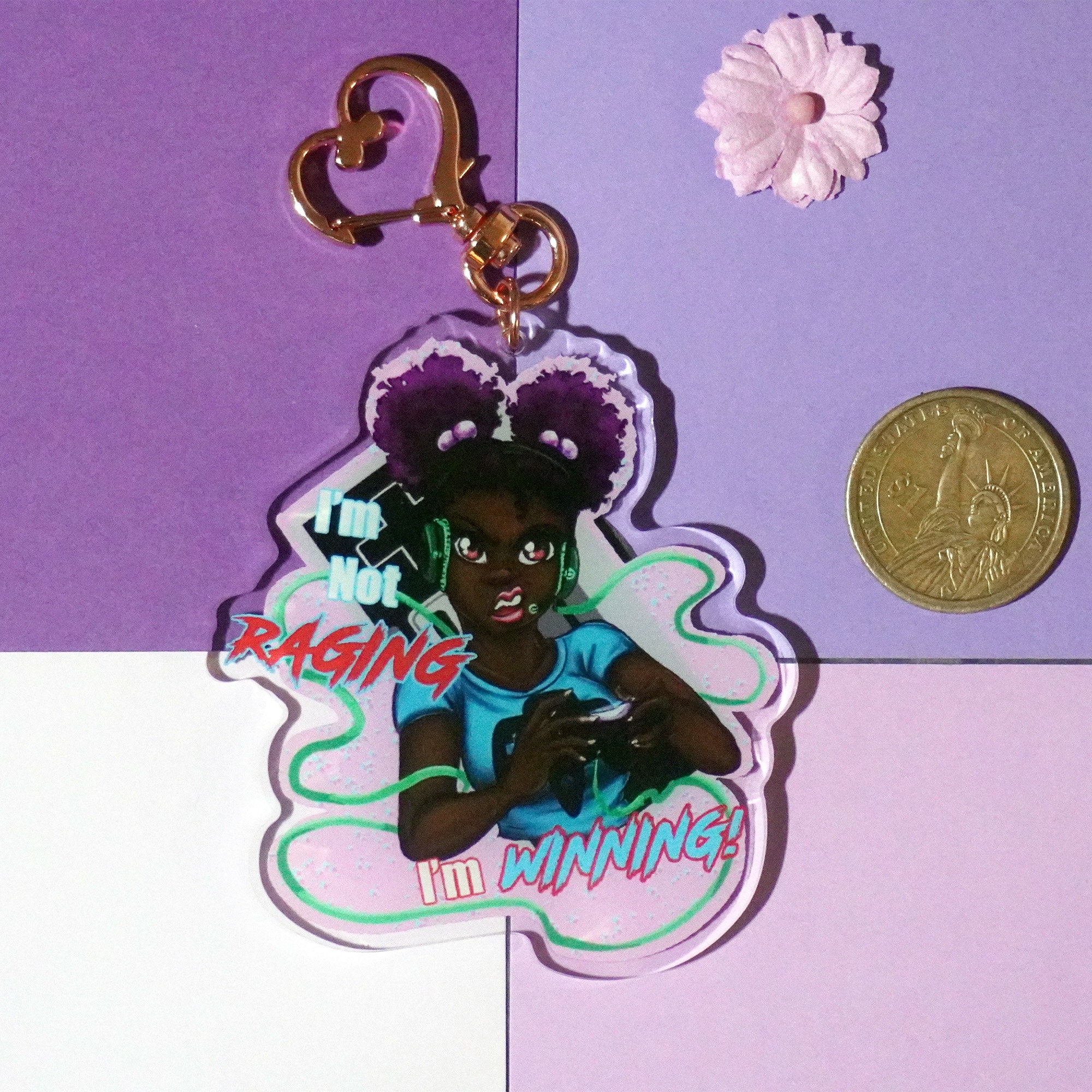 Gamer Girl Acrylic Charm: "i'm Not Raging, I'm Winning!" Keychain - Etsy