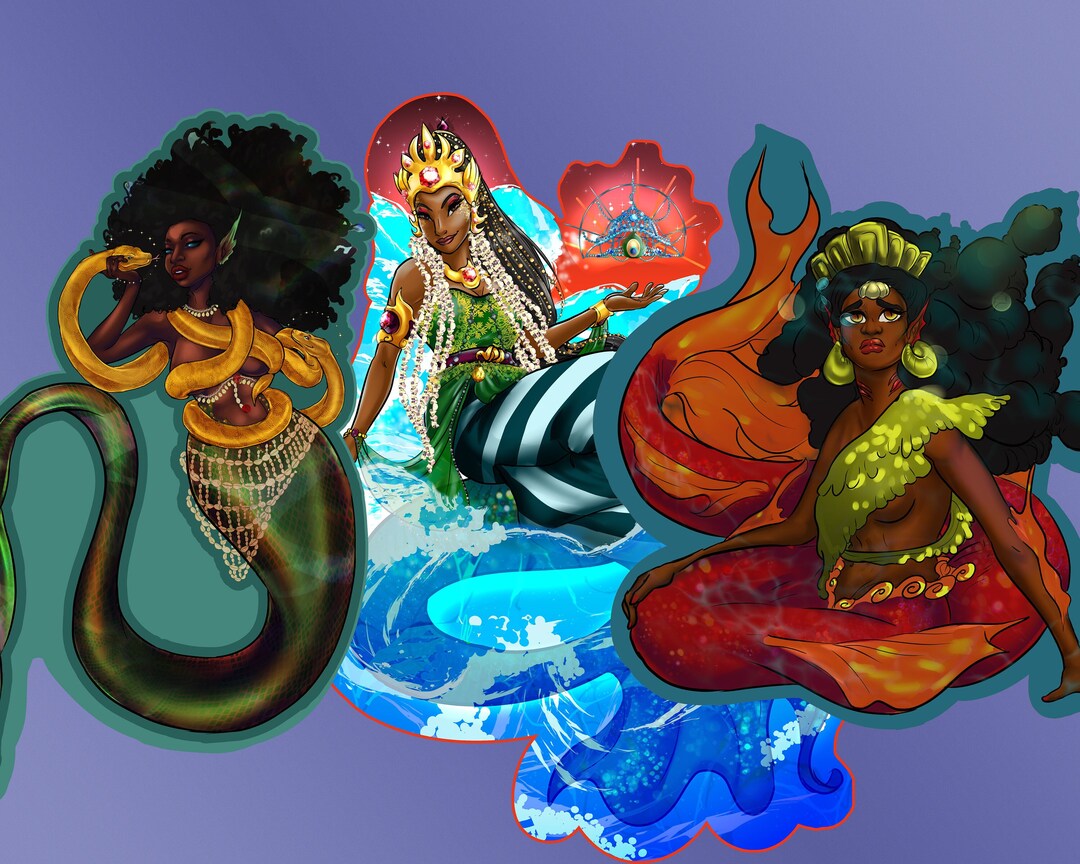 BIPOC Mermaid Goddesses Vinyl Stickers: Mami Wata, Atargatis, Nyai Roro ...
