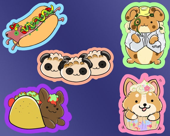 Foodimal Vinyl Stickers Cute Animal Laptop Decals Cupcake - Etsy