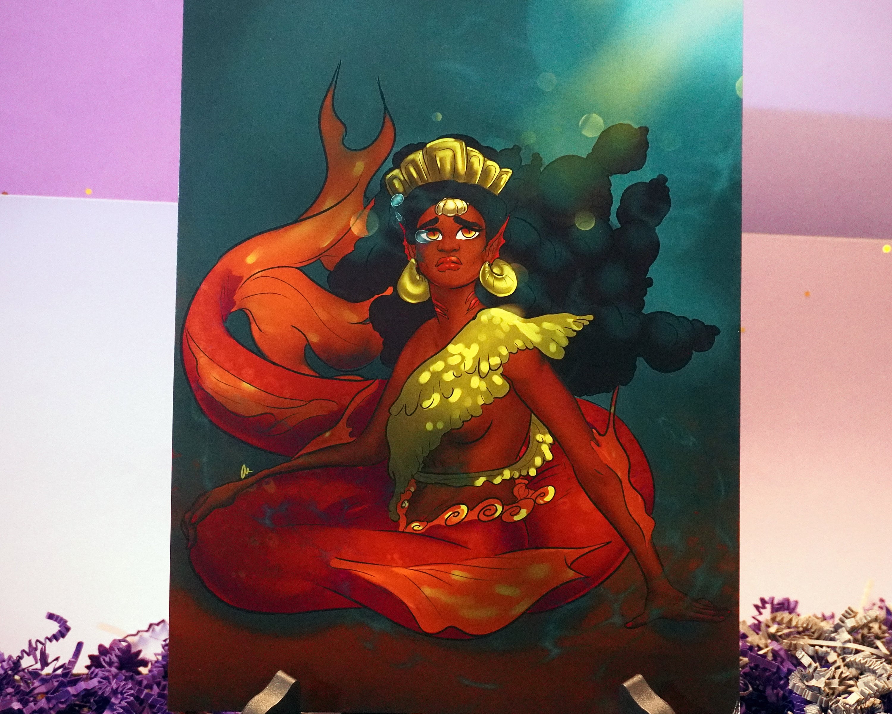 Queen Atargatis Glossy Print - Sad Mermaid Wall Art - Indian Mythology ...