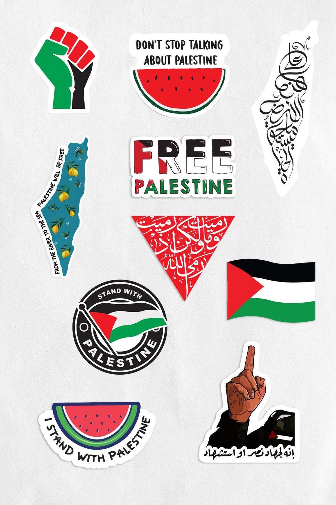 Palestine Sticker Set 10 PCS | Free Palestine Notebook Phone Stickers ...