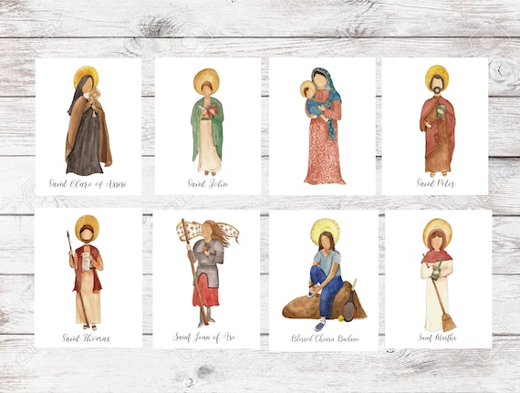 Assorted variety pack of Catholic Saint watercolor stationary | Etsy