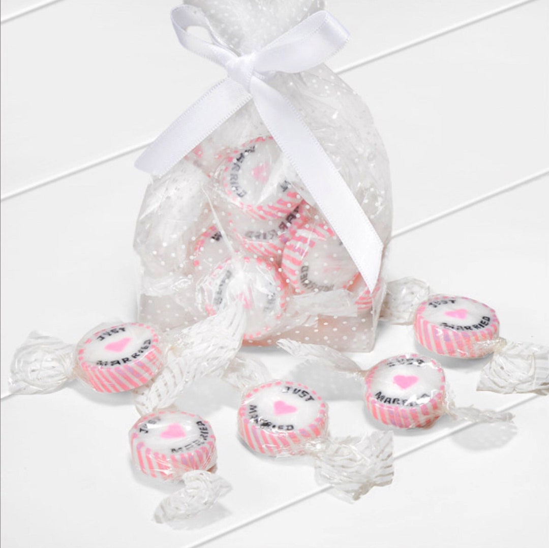 Pink 'just Married' Rock Sweets - Wedding Favours, Wedding Sweet ...