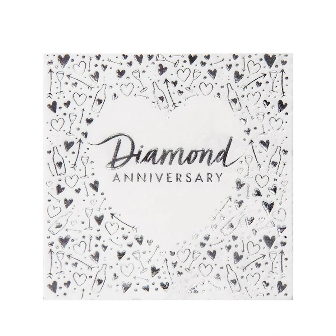 Diamond Anniversary Napkins - 60th Wedding Anniversary Napkins, Diamond ...