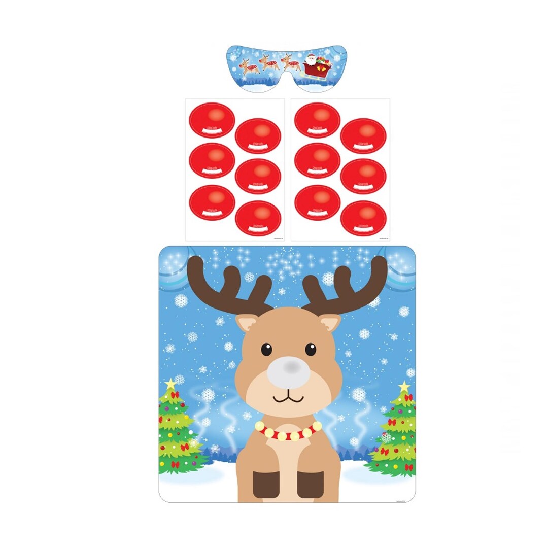 Reindeer Nose Game Christmas Party Games for Kids, Christmas Games for ...