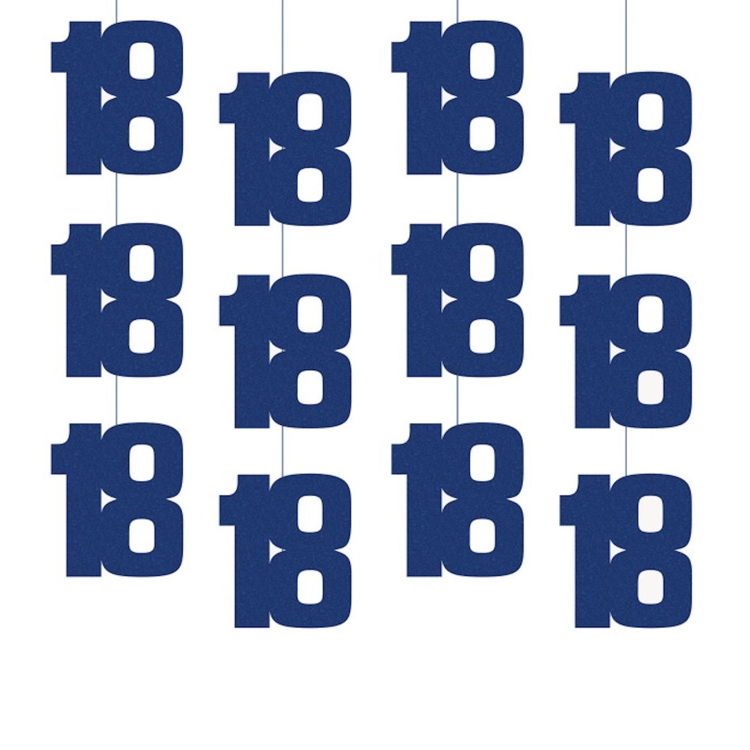 18th Birthday Blue Hanging Strings Blue 18th Birthday Decorations, 18th ...