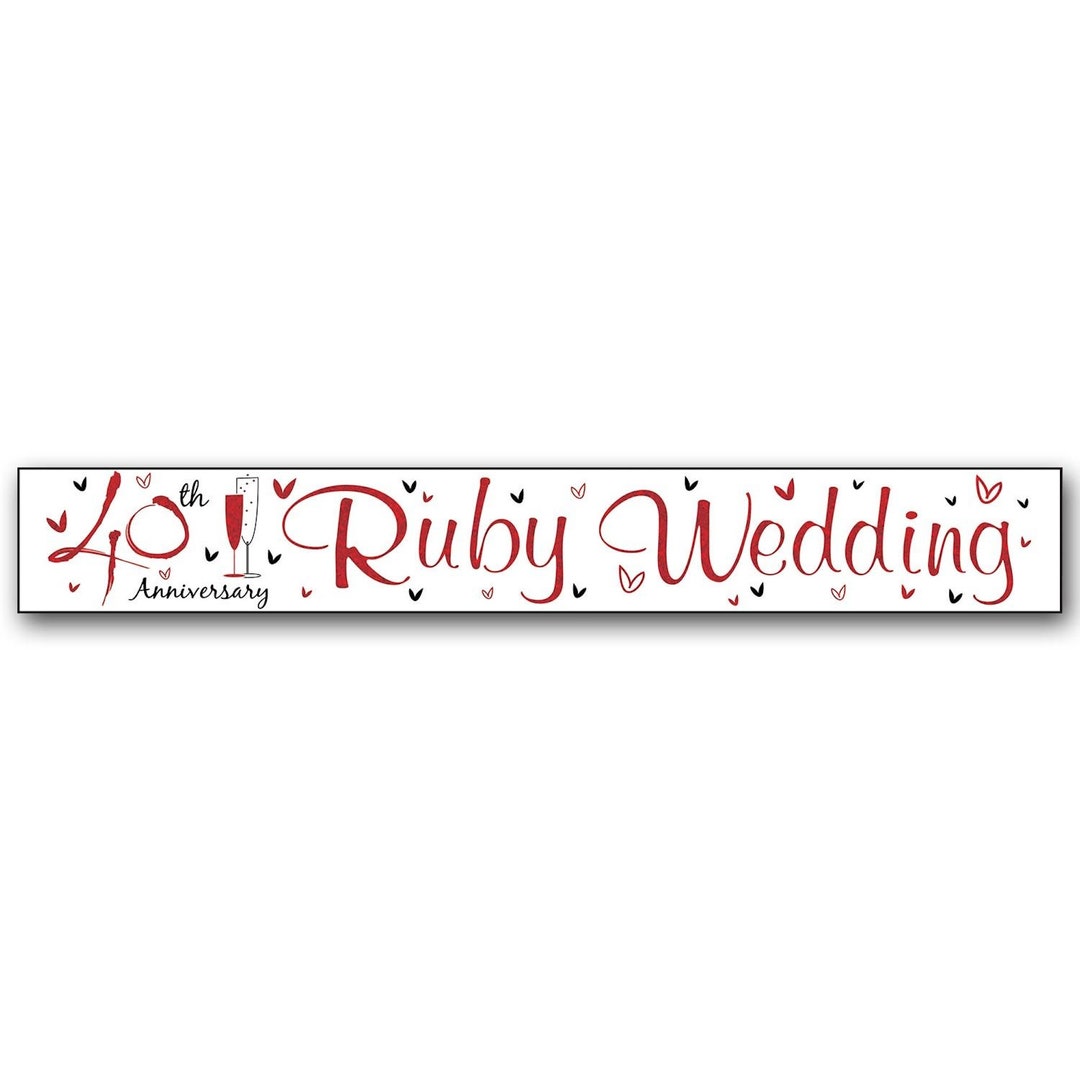 Ruby Anniversary Banner - 40th Wedding Anniversary Decorations, Ruby ...