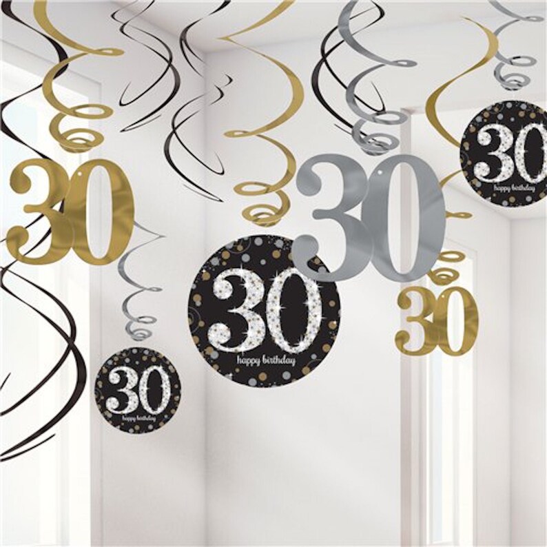 30th Sparkling Hanging Swirls 30th Birthday Decorations 30th - Etsy UK