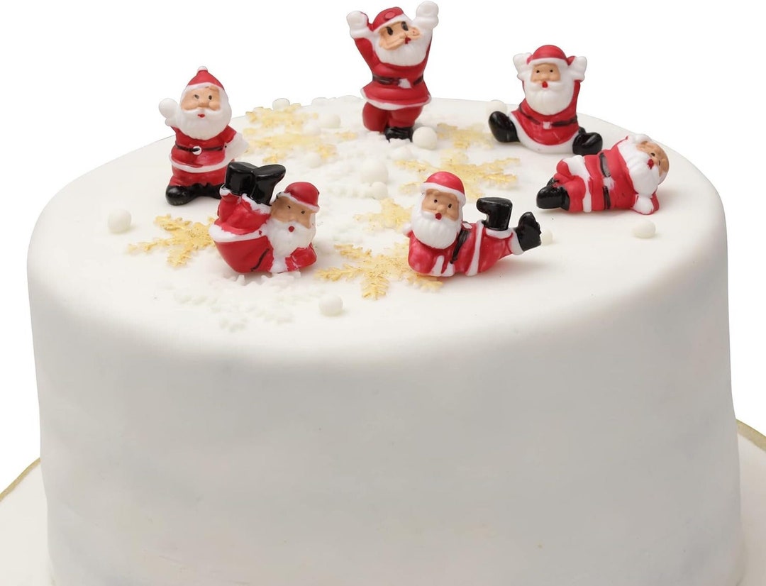 6 Fun Santa Cake Toppers Santa Cake Decoration, Christmas Cake ...