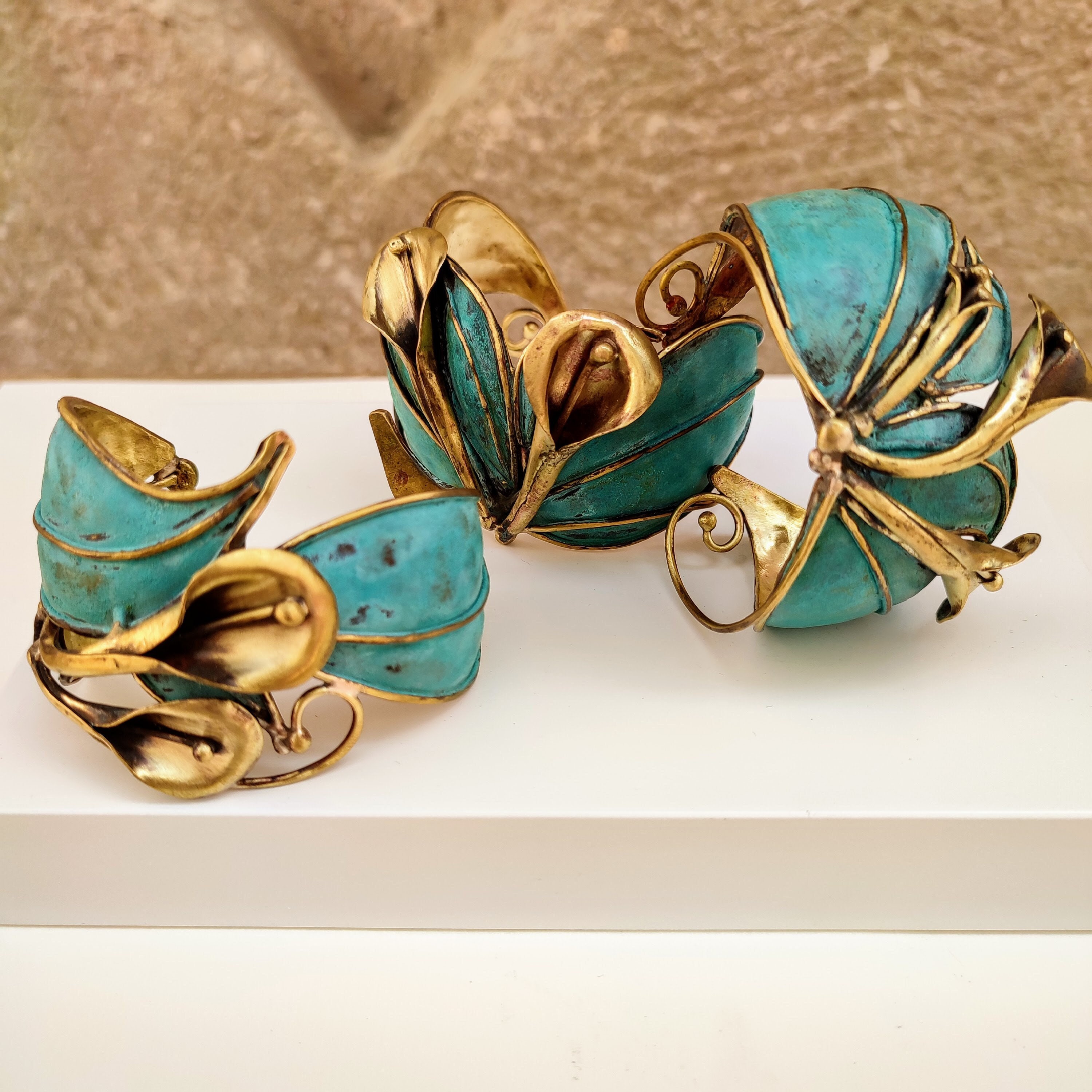 Vintage Bronze Calla Lily Bracelet Natural Flower Inspired - Etsy