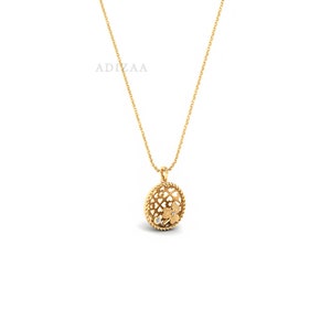 Jali Accenting Leaves Diamond Gold Filled Pendant Necklace, Gold Filled ...