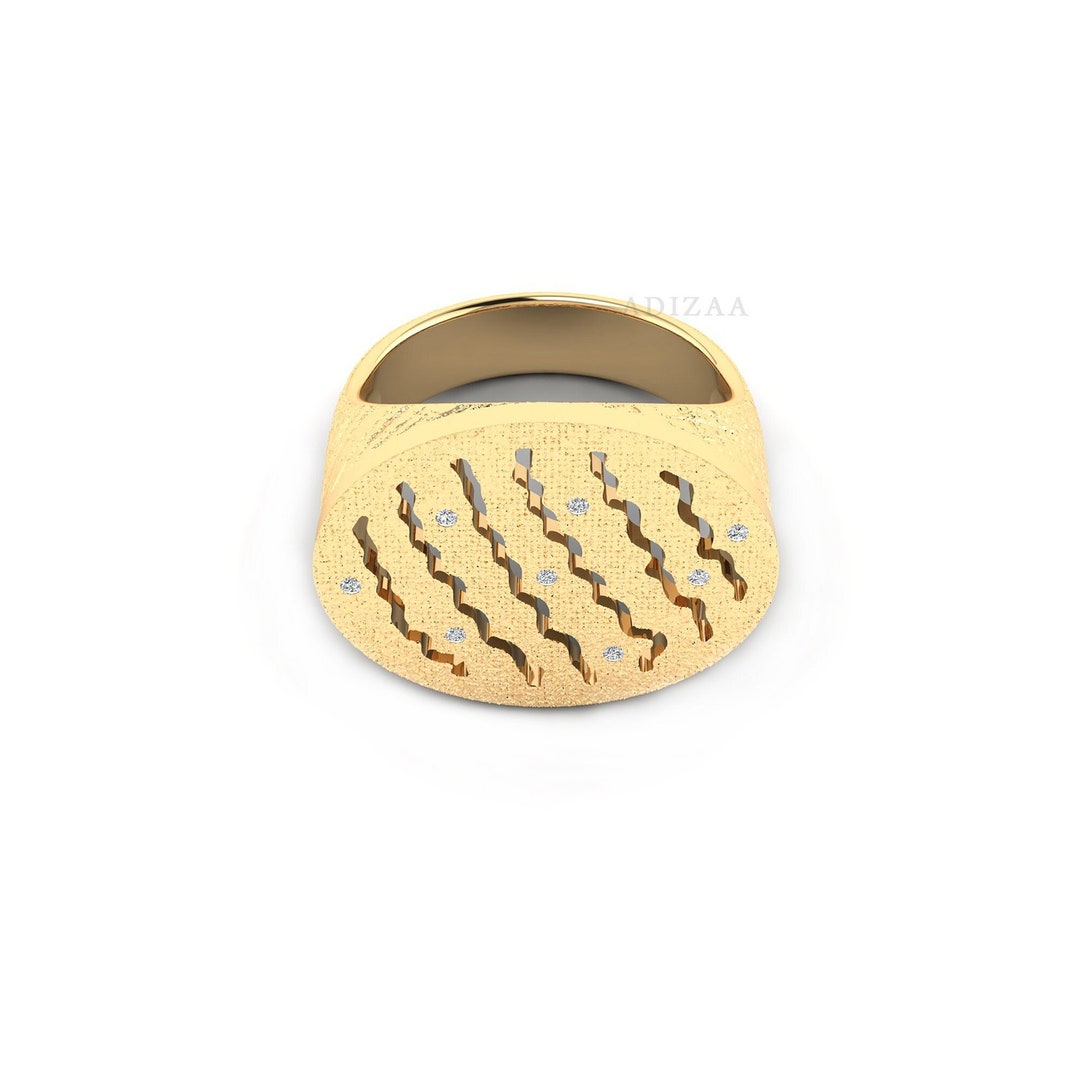 Zig Zag Jali Textured Diamond Ring, Flush Set Diamond Oval Textured ...