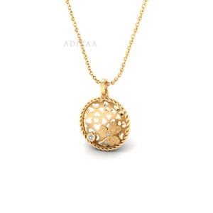 Jali Accenting Leaves Diamond Gold Filled Pendant Necklace, Gold Filled ...