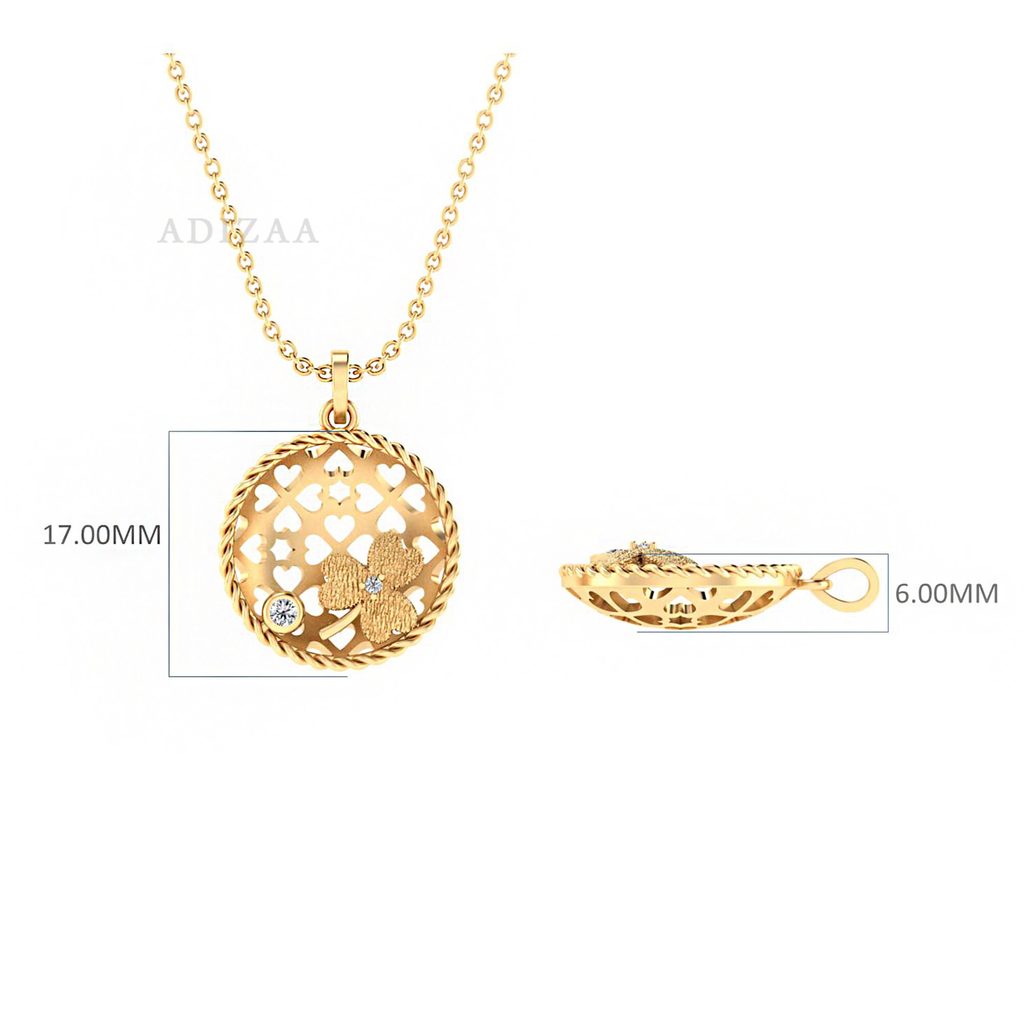 Jali Accenting Leaves Diamond Gold Filled Pendant Necklace, Gold Filled ...