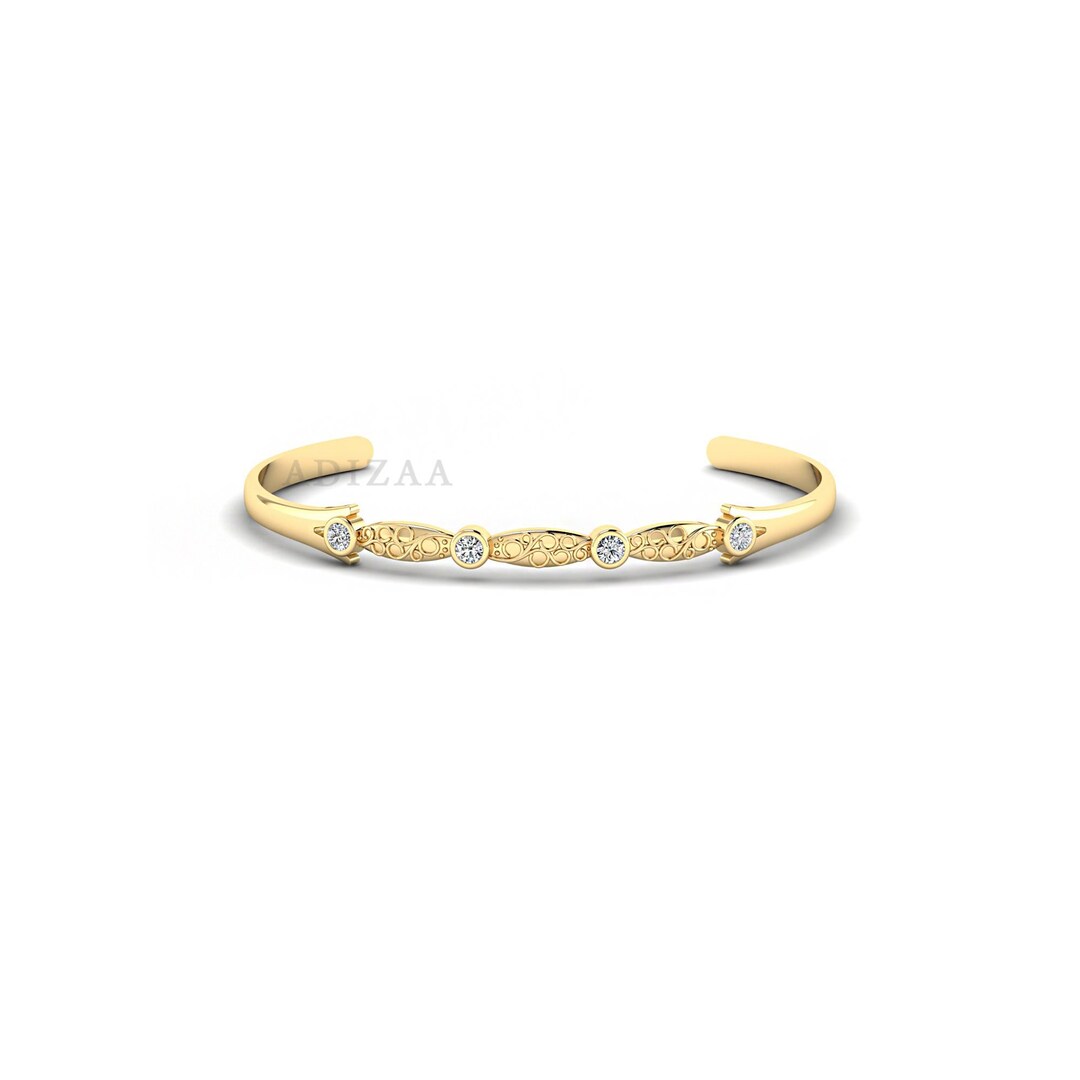 Simple Filigree Bangle, 18k Gold Filled Adjustable Filigree Cuff Bangle, Minimalist Everyday ...