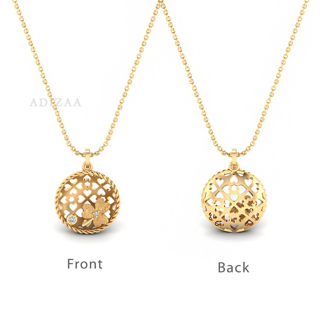 Jali Accenting Leaves Diamond Gold Filled Pendant Necklace, Gold Filled ...