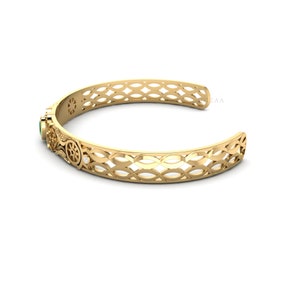 Emerald Gemstone Modern Bangle Bracelet, Egyptian Bangle Bracelet ...