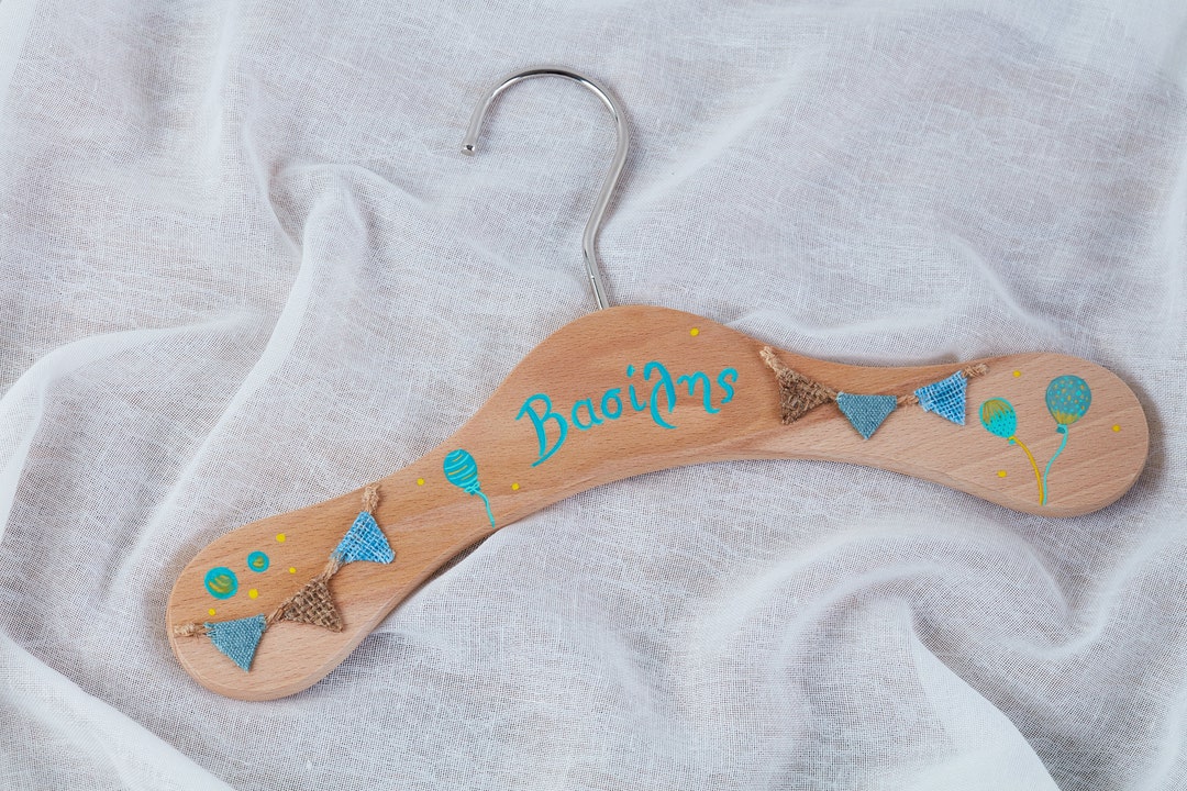 Wooden Hanger for Children, Greek Names, Hand Drawn Wooden Hanger ...