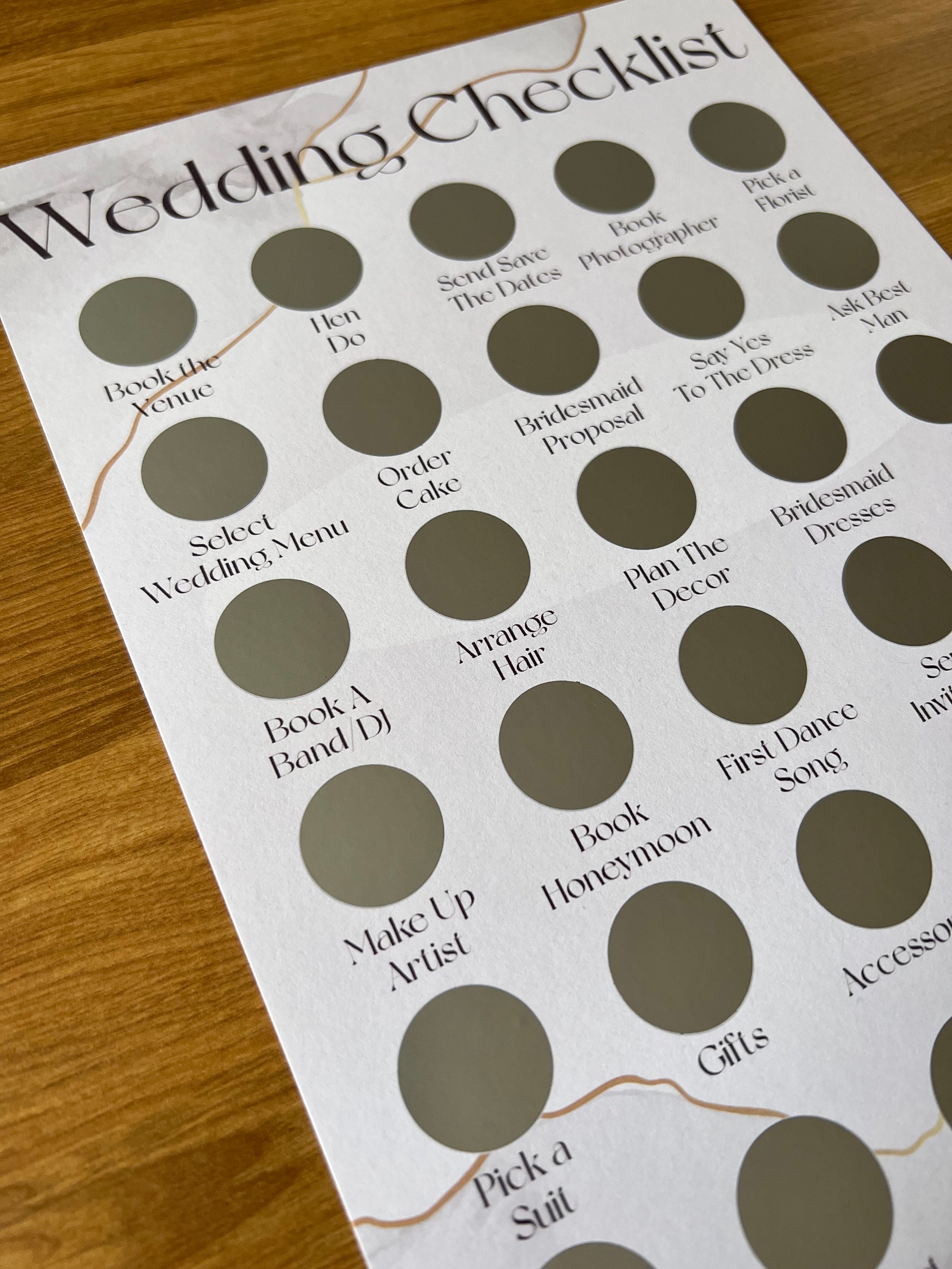 Wedding Checklist Scratch off Poster Marble / Engagement Gift / Wedding ...
