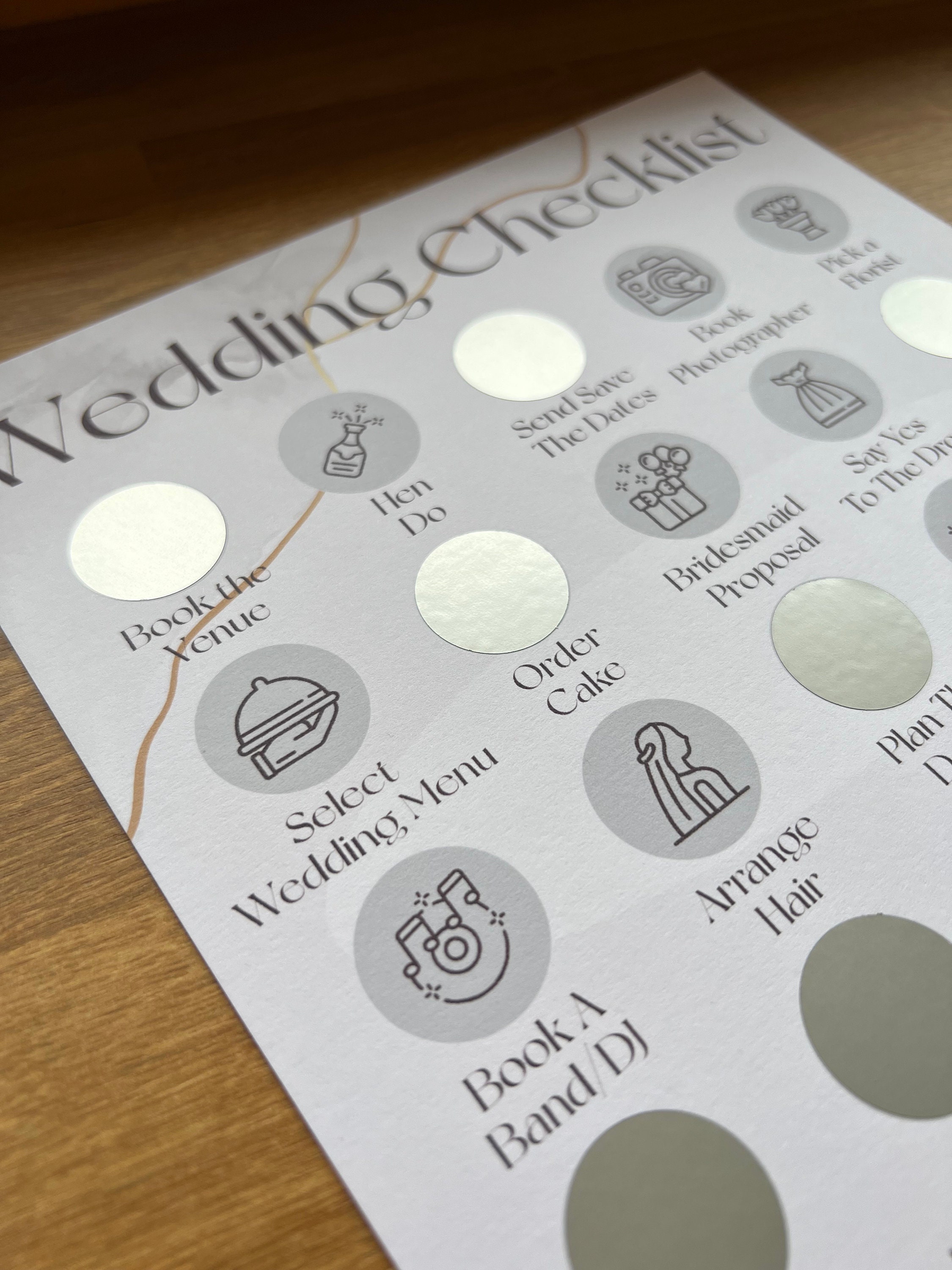 Wedding Checklist Scratch off Poster Marble / Engagement Gift / Wedding ...