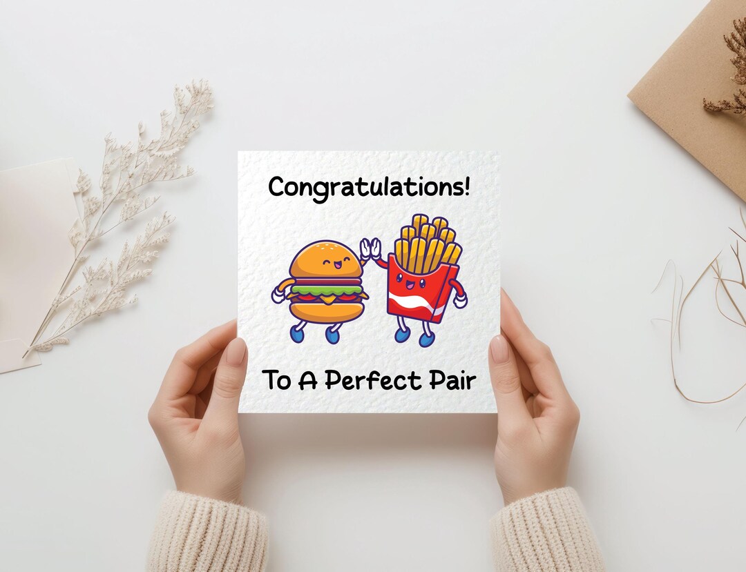 Congratulations Card: Funny Burger & Fries Pun, Anniversary, Engagement ...