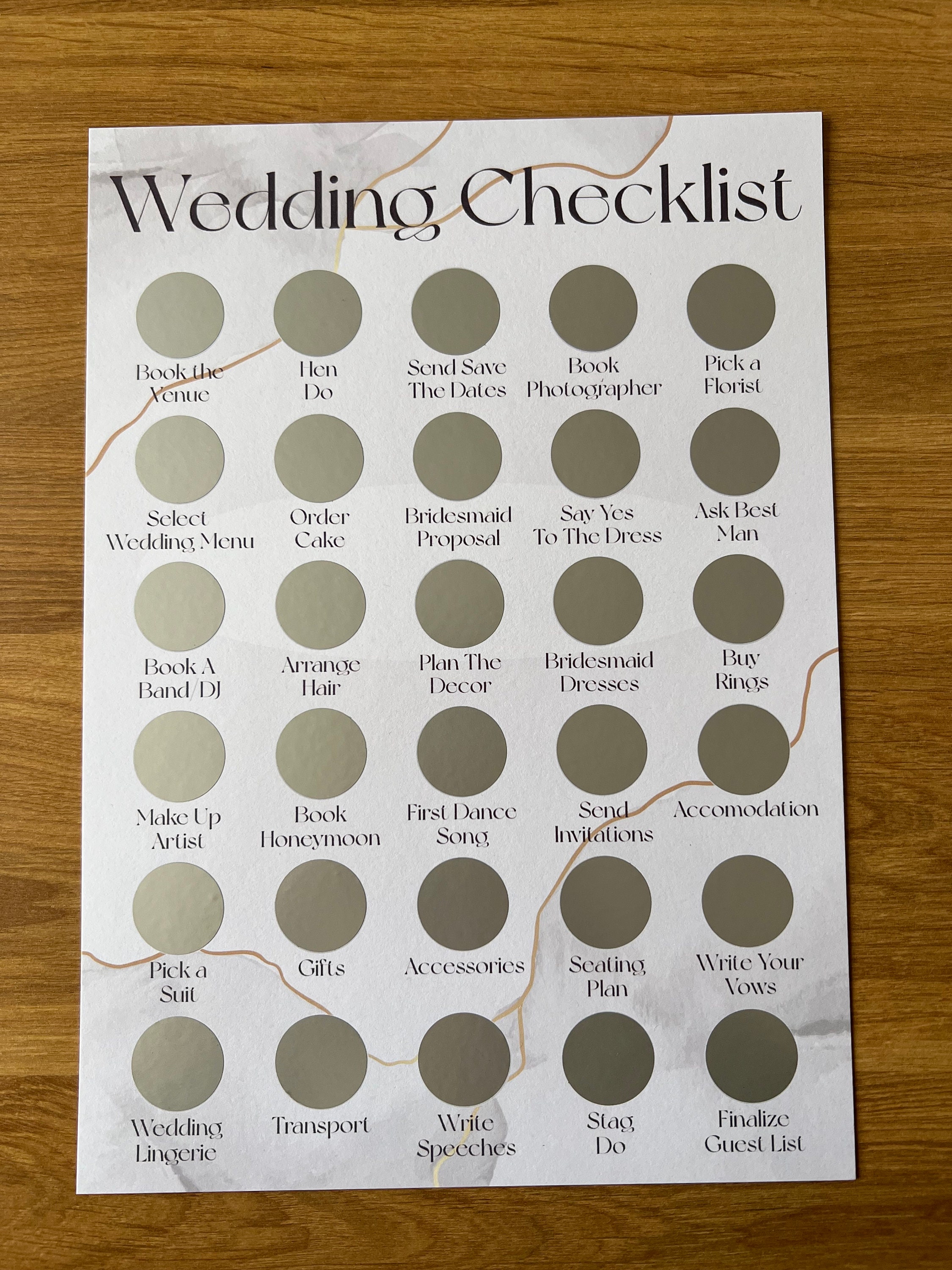 Wedding Checklist Scratch off Poster Marble / Engagement Gift / Wedding ...