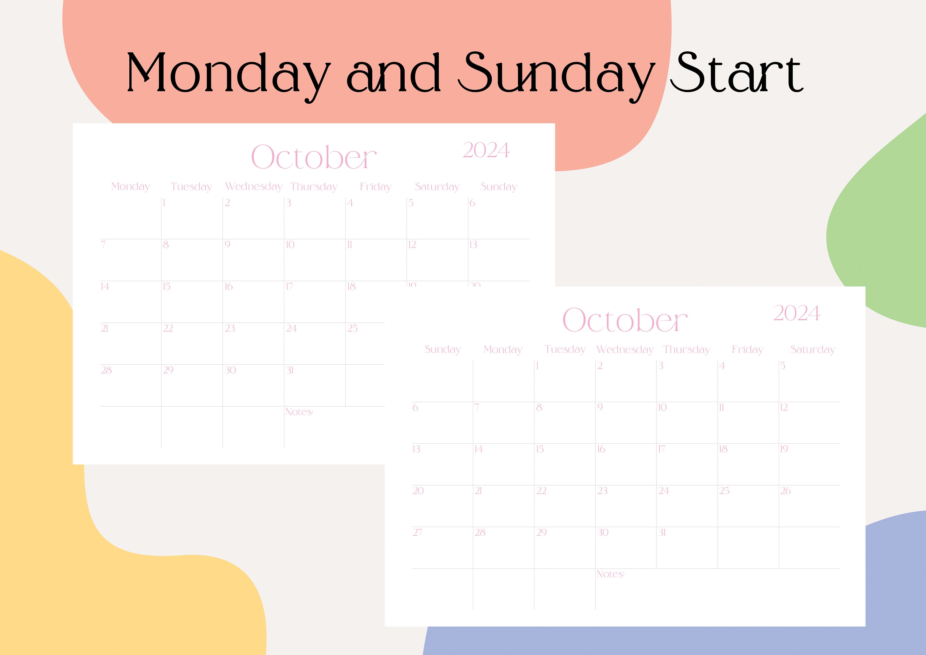 Pink 2024 Monthly Calendar: A4, Letter Size (PDF Download) - Etsy