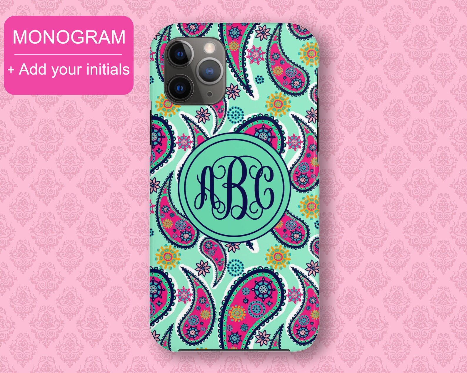 Monogram Phone Case, Paisley Case, Personalized iPhone 11 Case, iPhone ...
