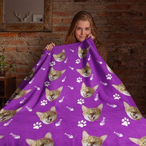 Your Cat on A Blanket,personalized Pet Photo Blanket,custom Cat Face ...