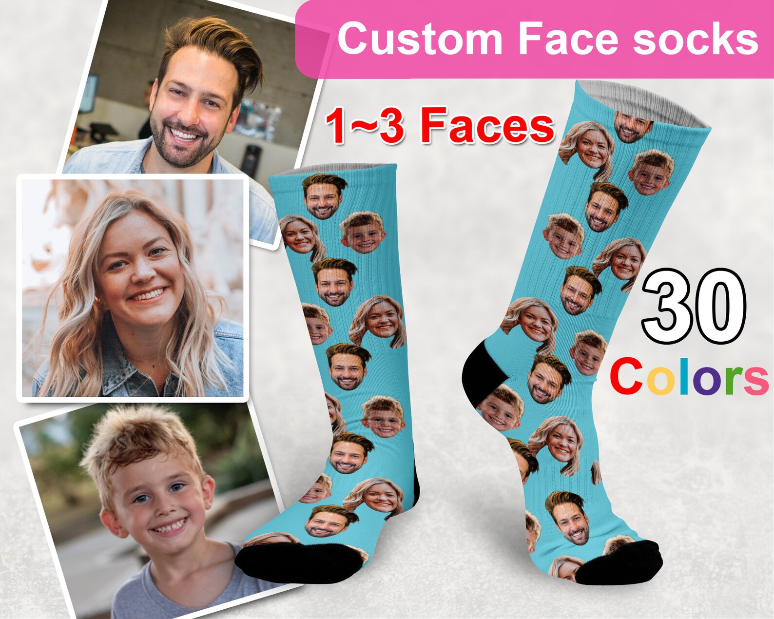 Customized Person Socks - Put Person on Custom Socks, Lovers, Birthday ...