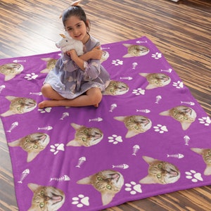 Your Cat on A Blanket,personalized Pet Photo Blanket,custom Cat Face ...