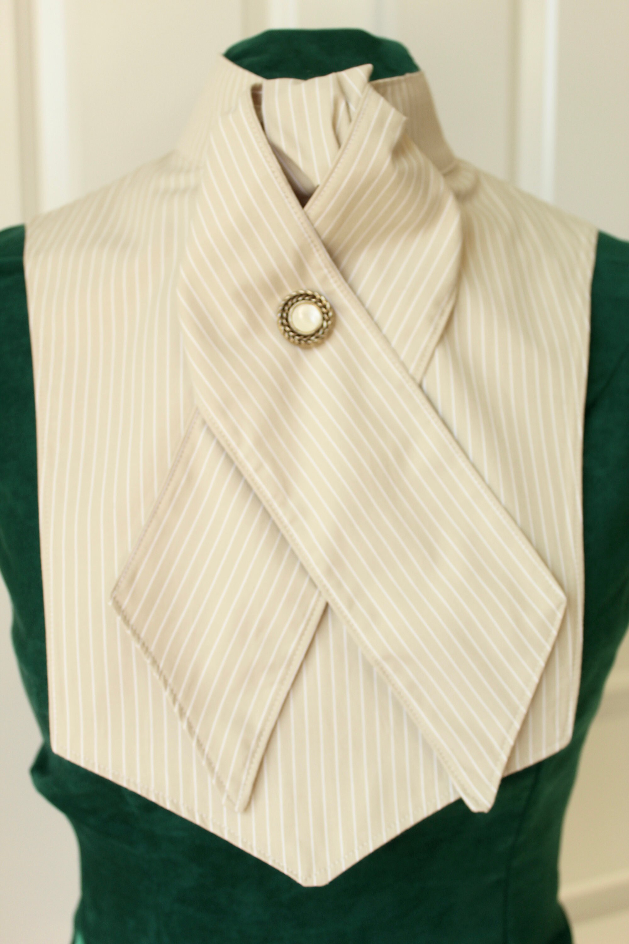 Ready Tied Stock Tie, Beige Stripe, W/ Bib/dickey. Accessory for ...