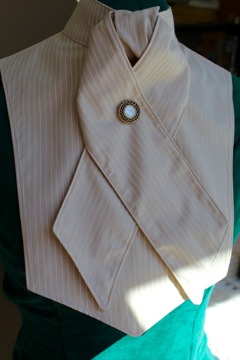 Ready Tied Stock Tie, Beige Stripe, W/ Bib/dickey. Accessory for ...