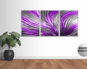 Set of 3 Printables Purple Abstract Wall Prints Abstract - Etsy