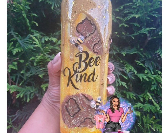 3D Bee Kind Epoxy Tumbler, Bee Rhinestone Clay Tumbler - Etsy