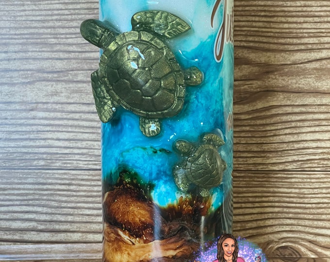 Turtle Tumbler 3d Epoxy , Ocean Turtle Tumbler, Just a Girl Who Loves ...