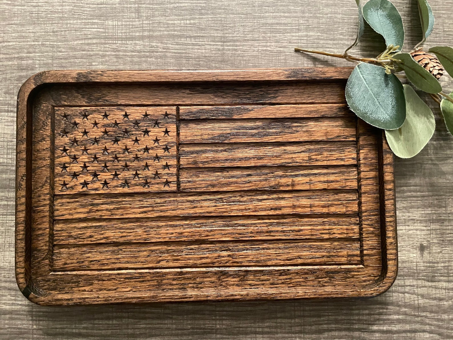 Engraved American Flag Solid Wood Catch All Tray - Etsy
