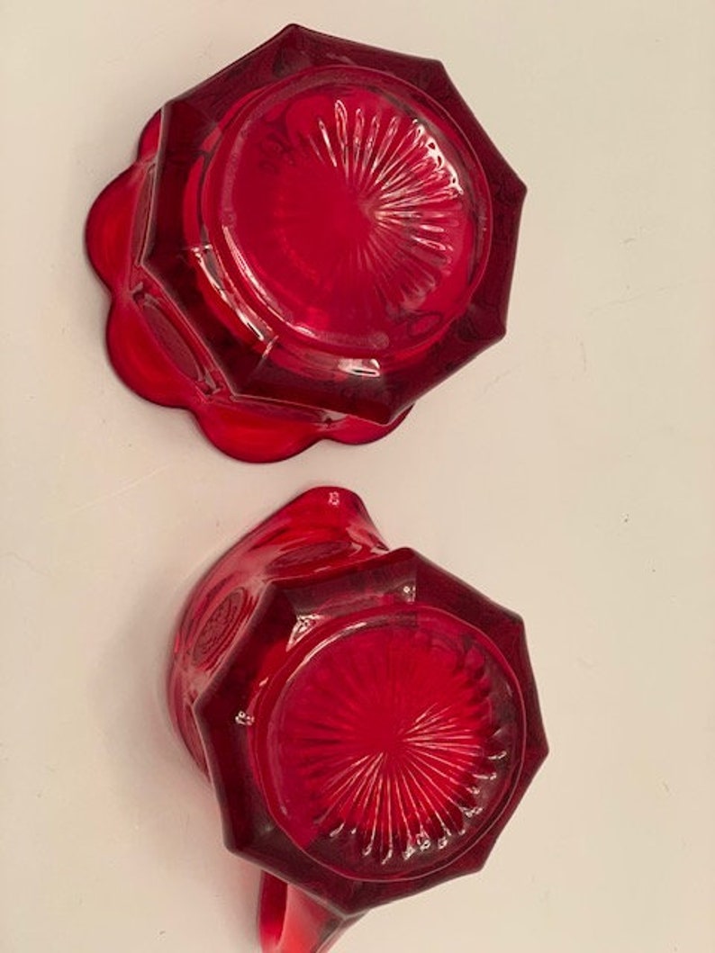 Vintage Fostoria Ruby Red Creamer and Sugar Set Coin Spot - Etsy