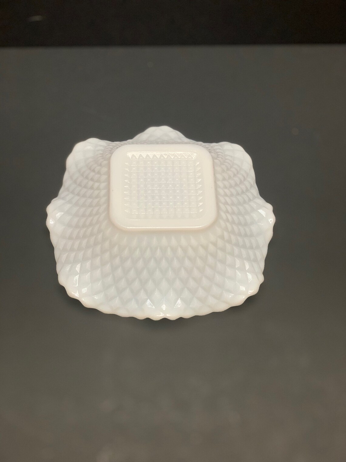 Atlas Square Diamond Pattern Milk Glass Candy Dish - Etsy