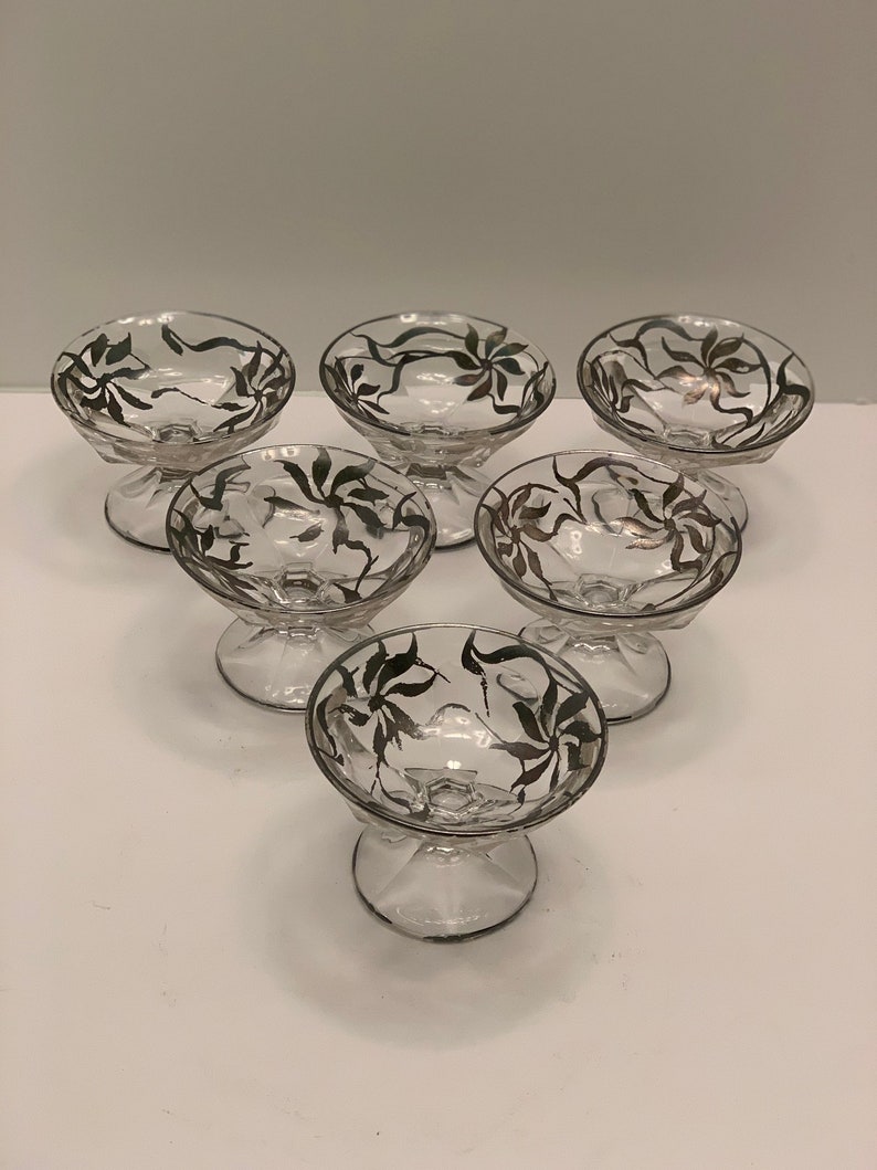 Set of 6 Vintage Sterling Silver Overlay Glass Dessert Cups - Etsy