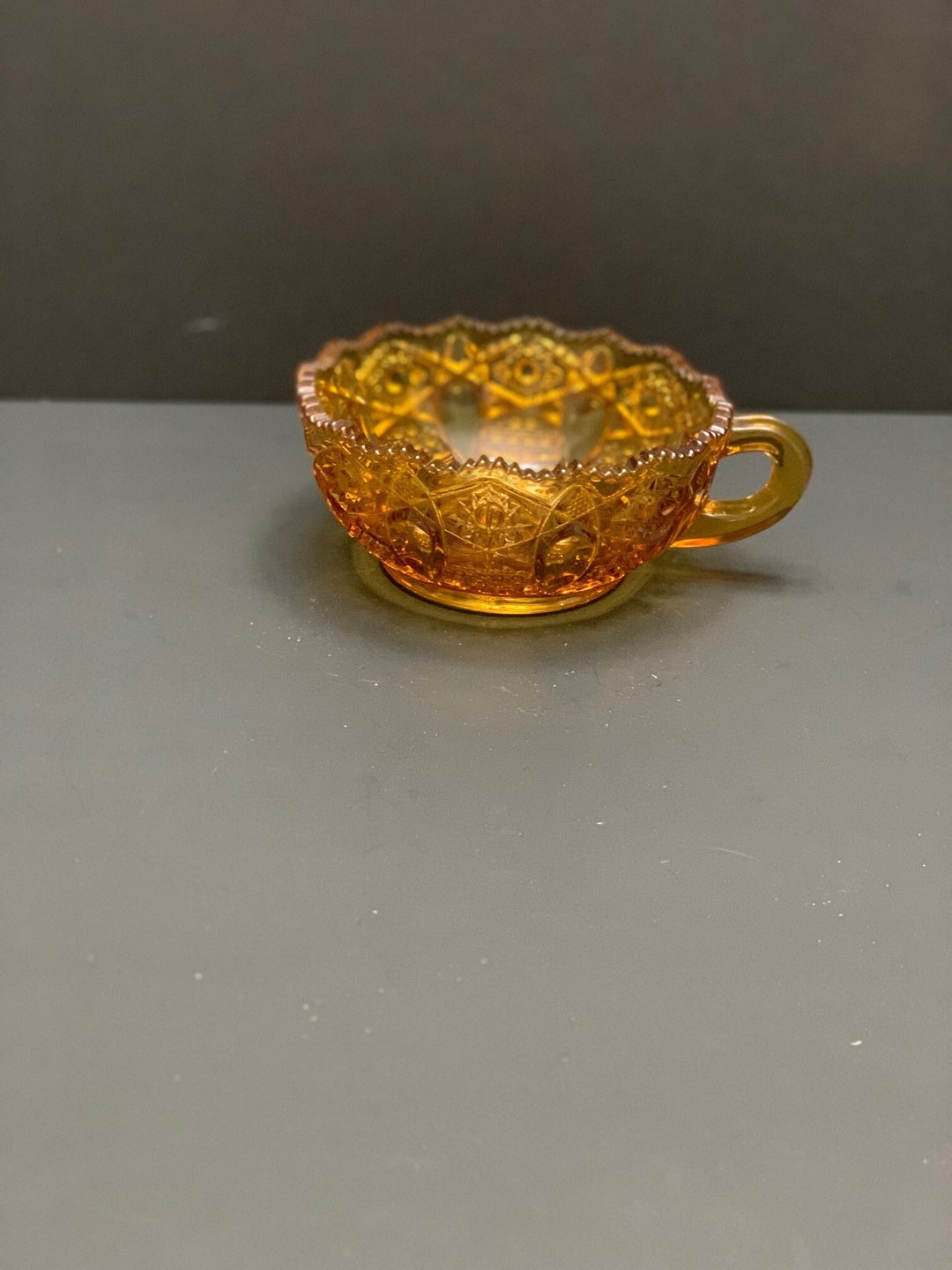 Vintage L E Smith Hobstar Amber Glass Nappy Dish 6.75 and 2.25 Tall - Etsy