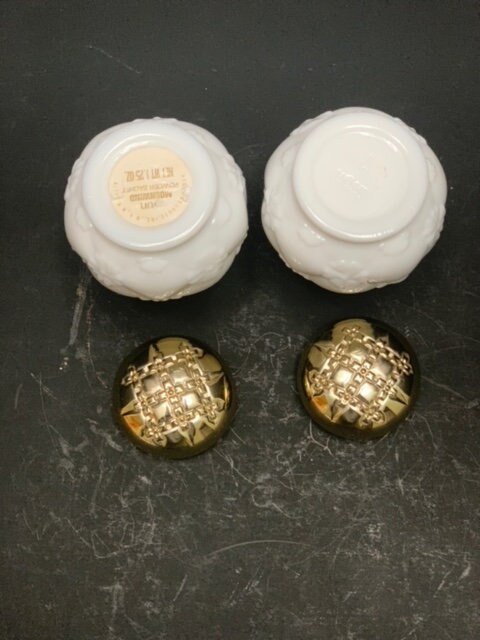 Avon White Milk Glass Powder Shakers Salt and Pepper Shakers Quilted ...