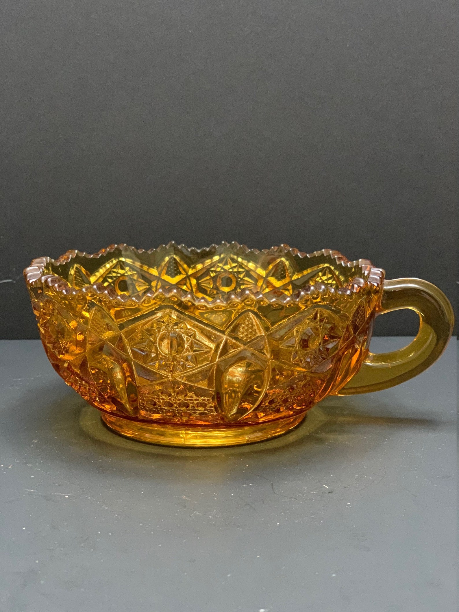 Vintage L E Smith Hobstar Amber Glass Nappy Dish 6.75 and 2.25 Tall - Etsy