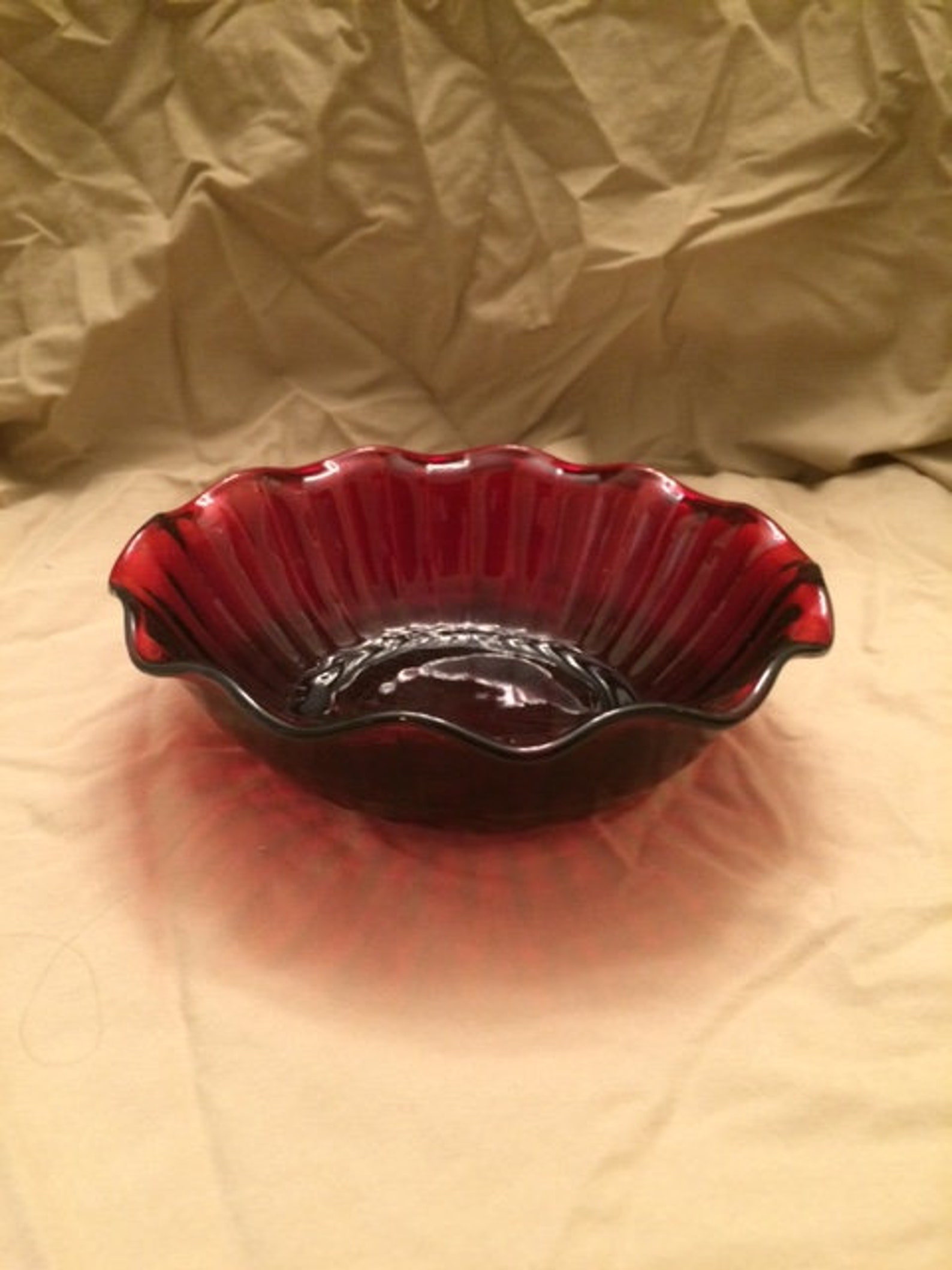 Ruby Red Depression Glass Berry Bowl 6.5 | Etsy