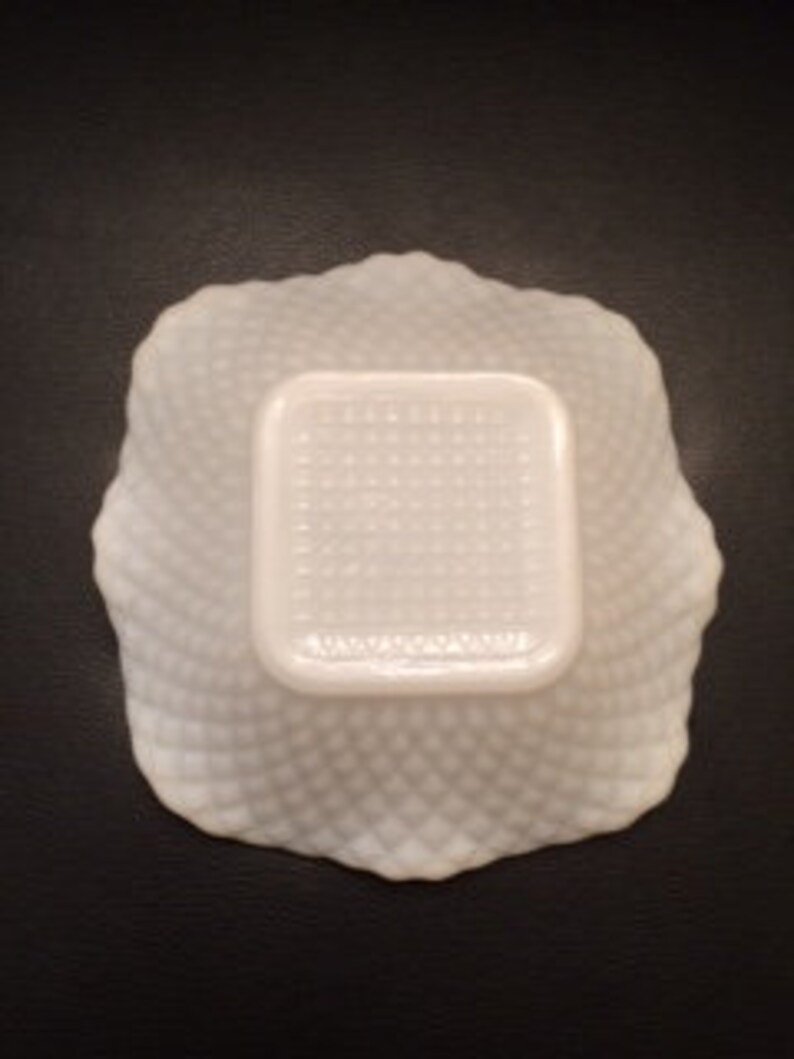 Atlas Square diamond pattern milk glass candy dish | Etsy