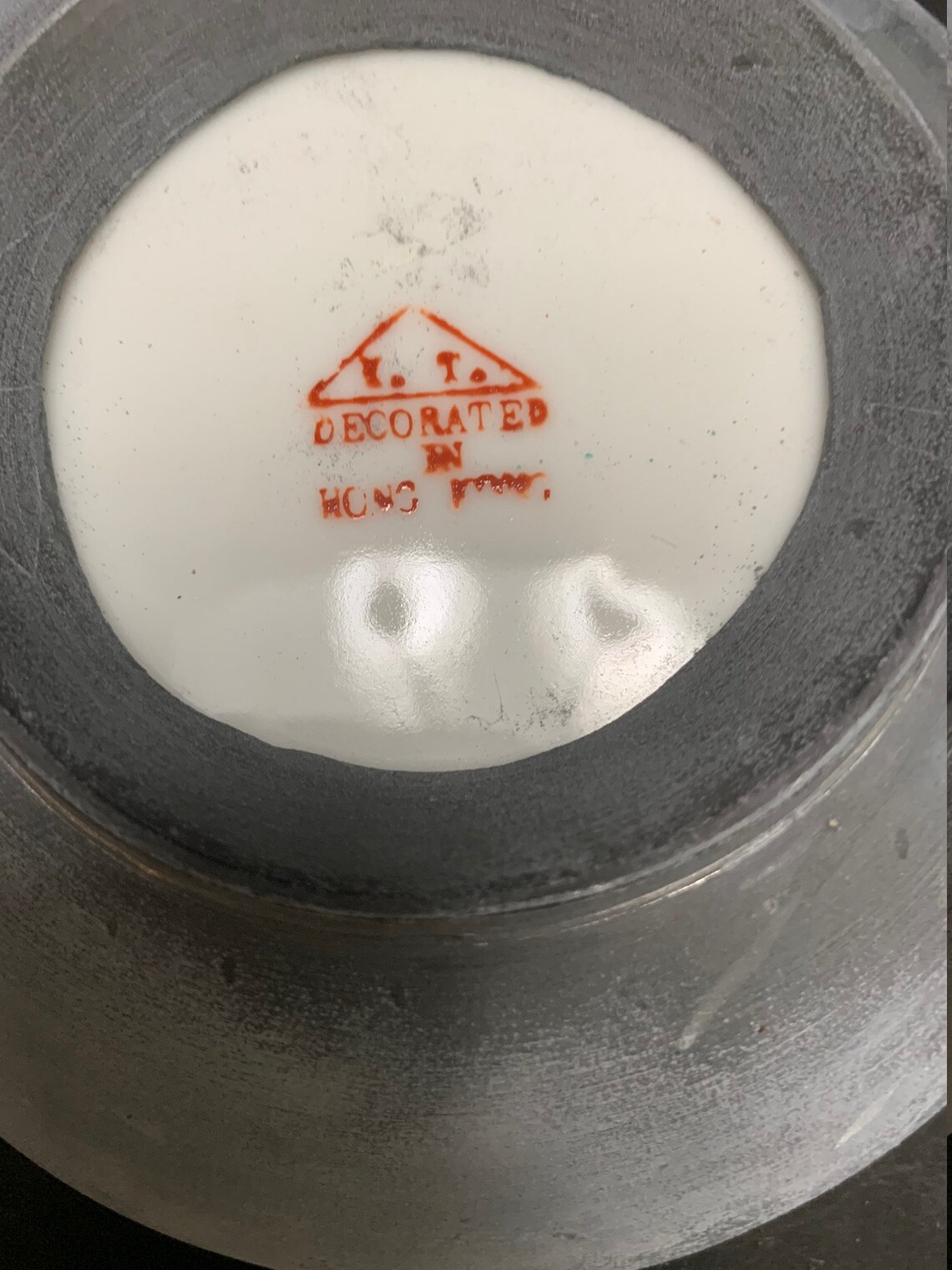 Japanese Porcelain Bowl in Pewter Casing Hong Kong. Ring Dish. - Etsy