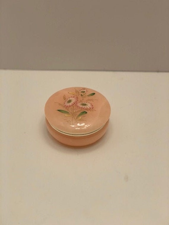 Vintage Hand Painted Pink Italian Alabaster Jar Vanit… - Gem